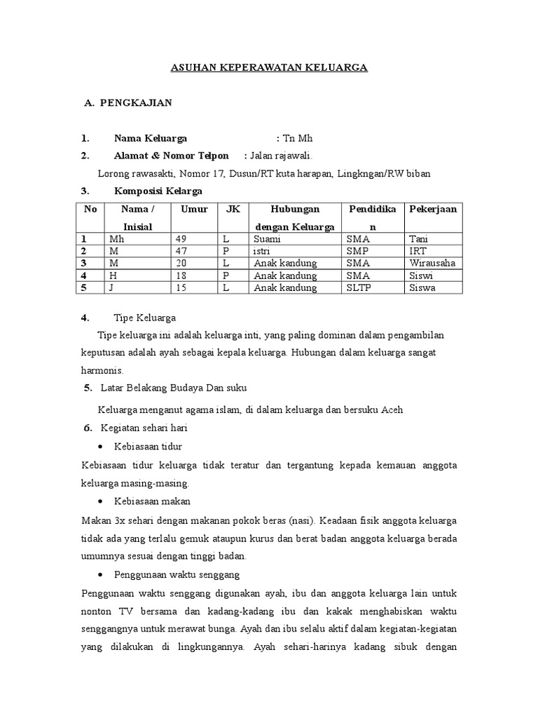 Format Pengkajian Askep Keluarga (Print) | PDF | Kesehatan Holistik