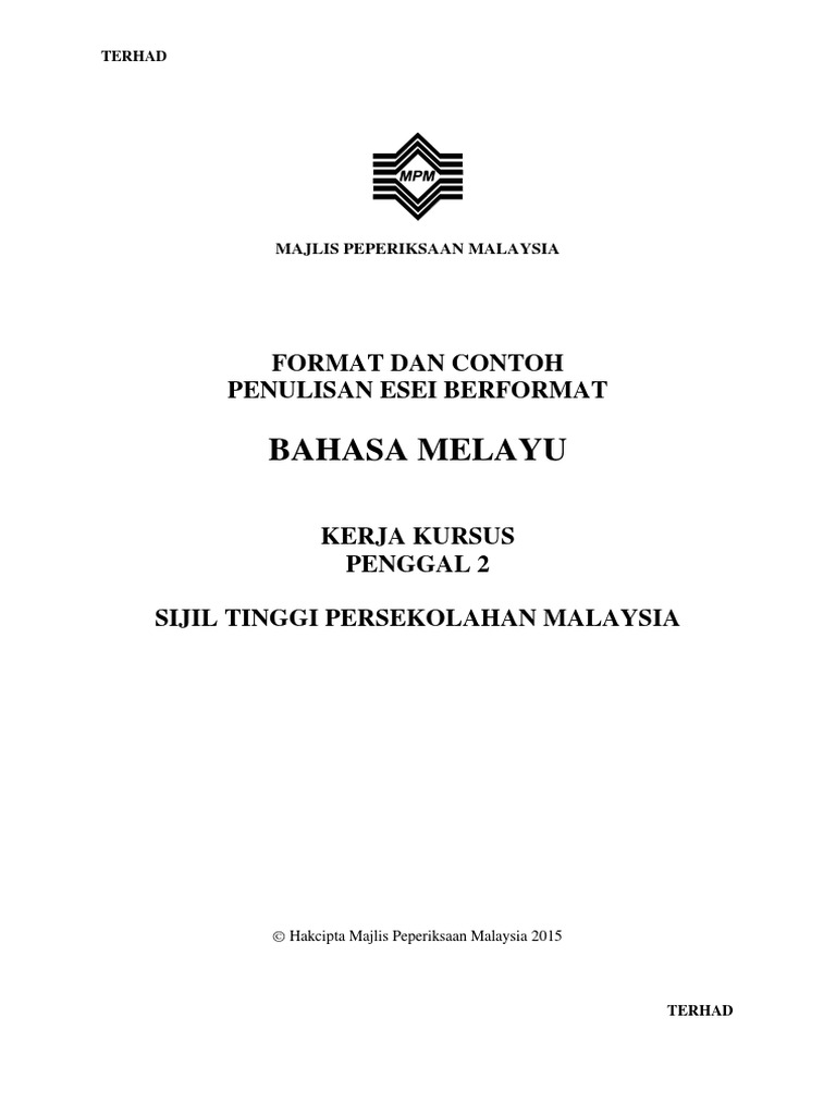 Manual Format Dan Contoh Penulisan Esei Berformat | PDF