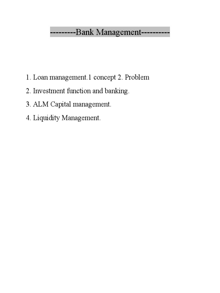 Bank Management: Loans, Investments, ALM | PDF | Law