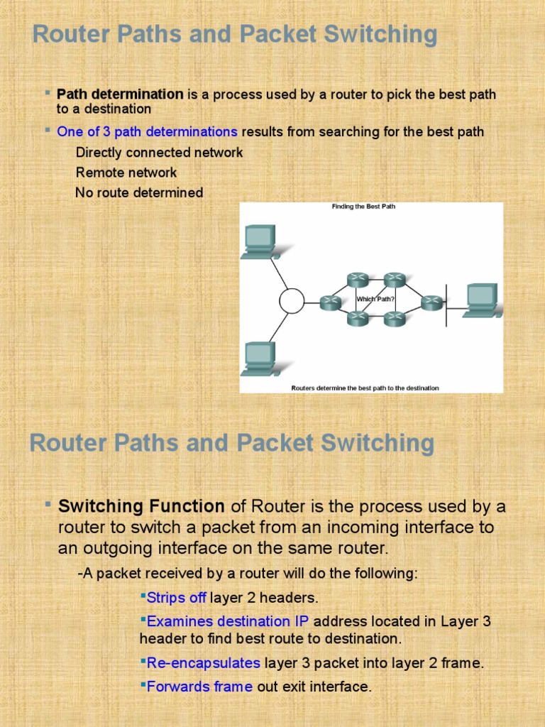 Router Paths & Packet Switching: Path Determination & Switching Function | PDF | Router ...