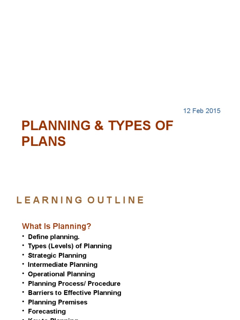 Planning & Types of Plans | PDF | Goal | Strategic Management