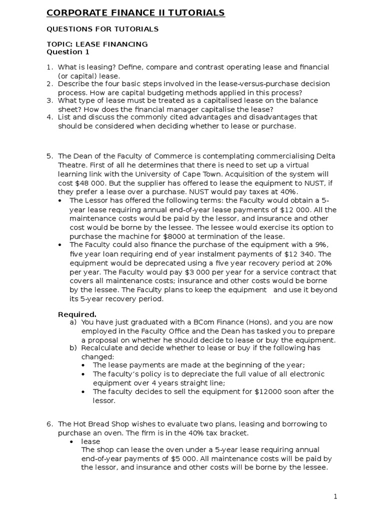 Lease Financing Decision Analysis | PDF | Lease | Present Value