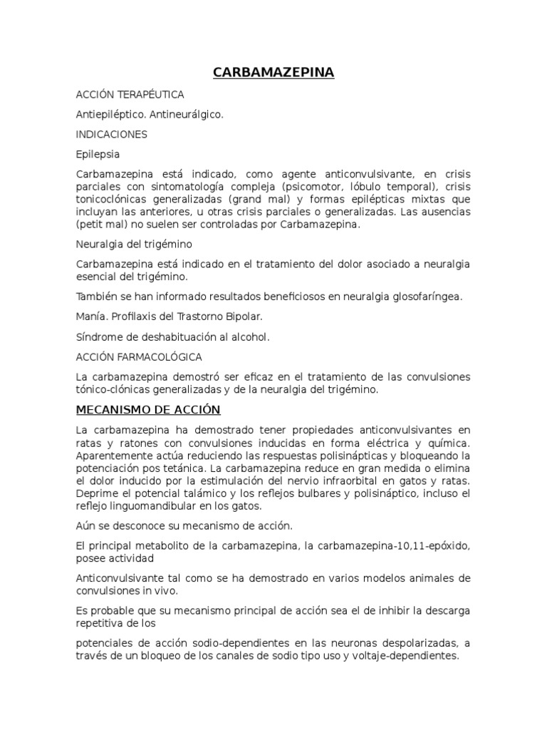 Carbamazepina | PDF | Tratamientos médicos | Farmacología