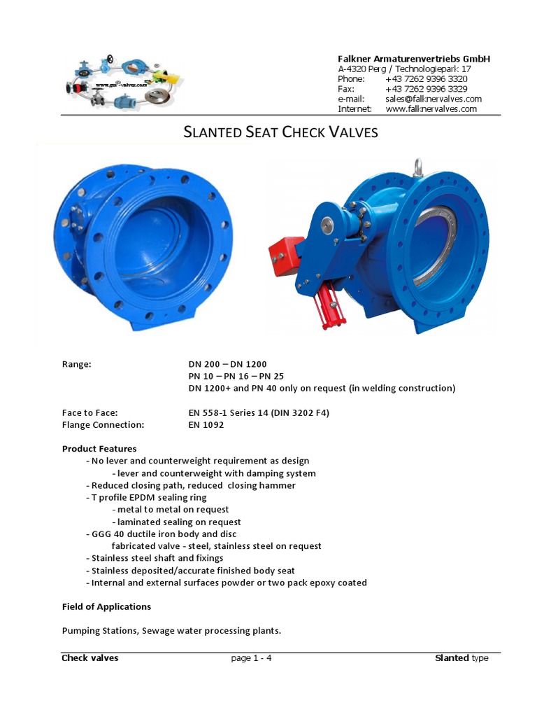 Slanted Type Check Valves Overview | PDF