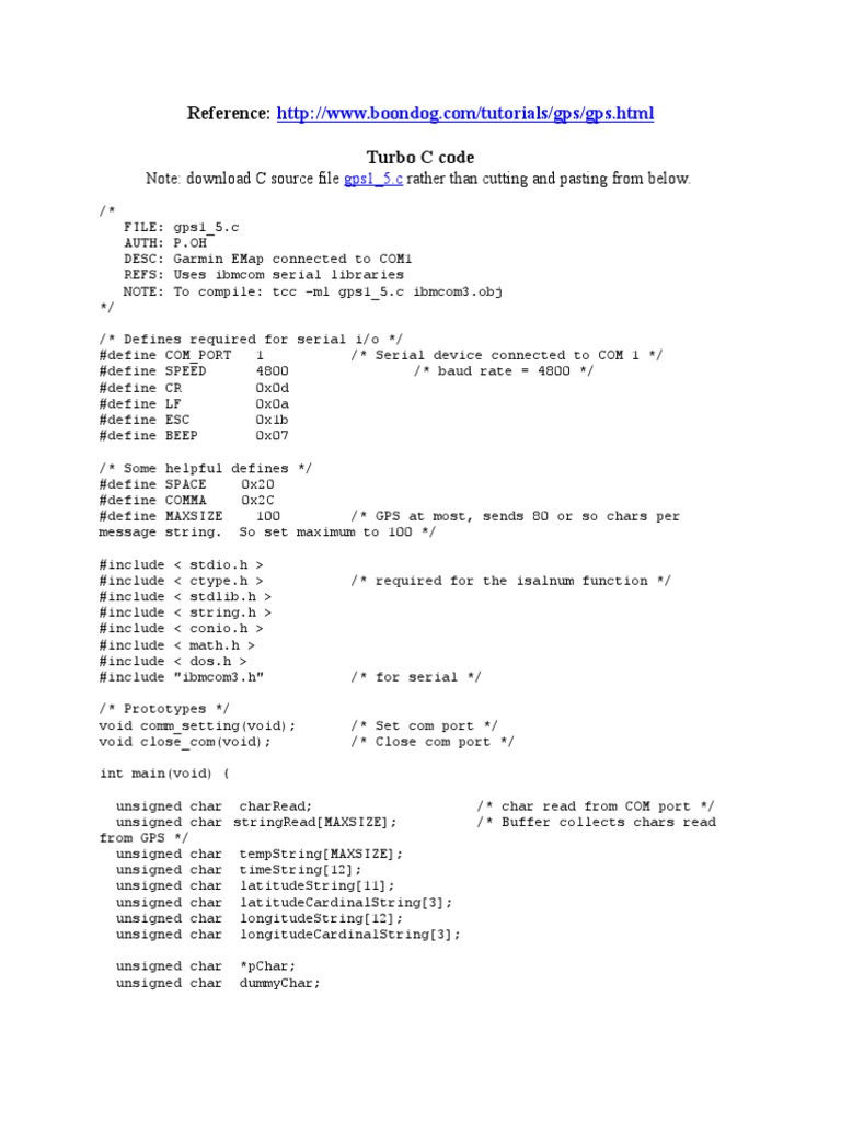 Turbo C Code Gps | PDF | Global Positioning System | Ascii