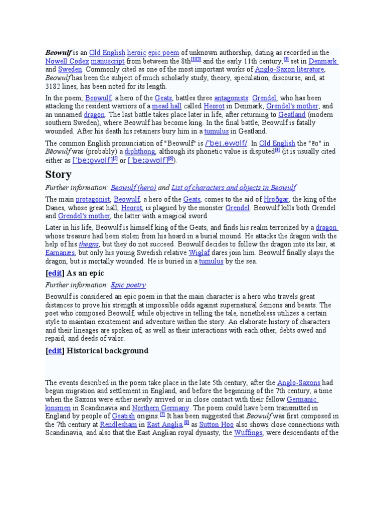 Beowulf: An Anglo-Saxon Epic Poem | PDF | Beowulf | Geats
