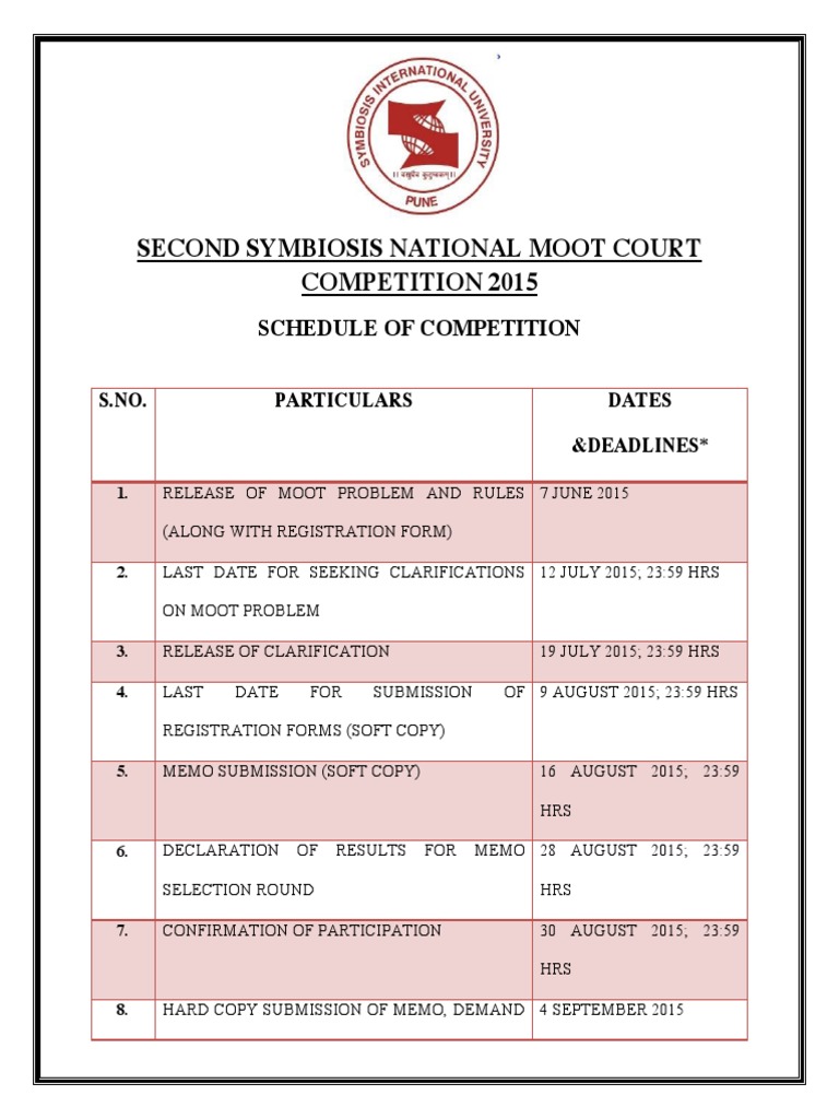 SNMCC 2015 Competition Schedule | PDF