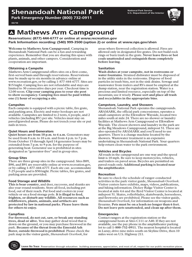 Mathews Arm Campground | PDF | Campsite | Camping