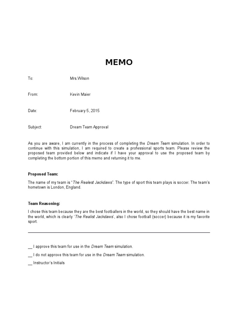 Memo | PDF | Sports & Recreation