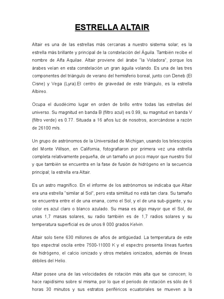 Estrella Altair (aDriaNa) | PDF | Estrellas | Objetos astronómicos