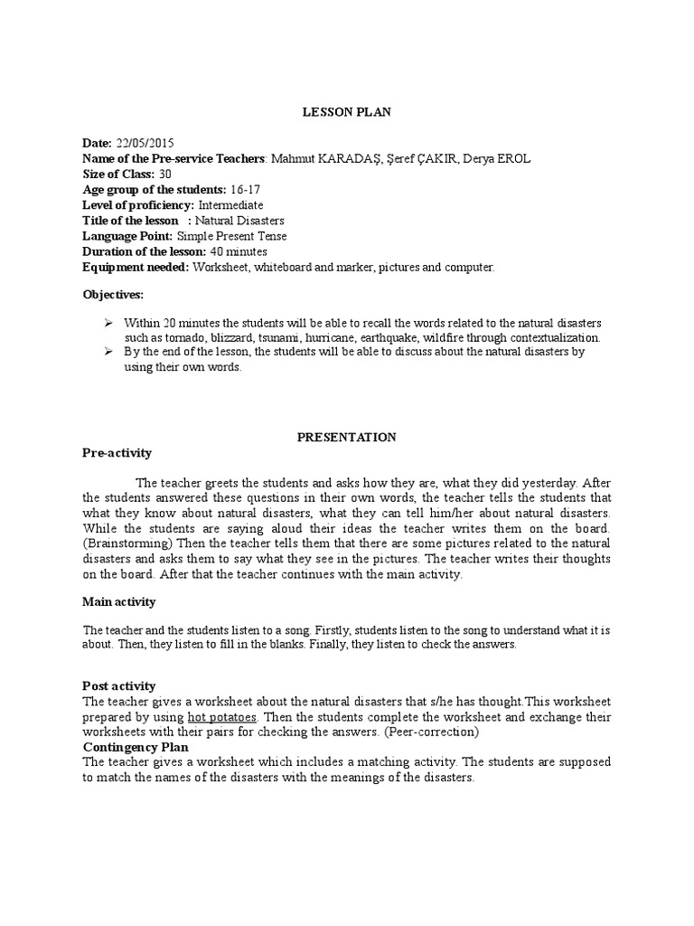 Natural D Lesson Planhot | PDF | Language Arts & Discipline