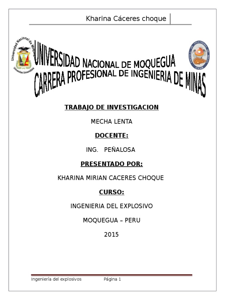 Mecha de Lenta Kharina | PDF | Material explosivo | Pólvora