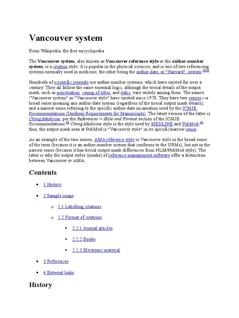 Vancouver System | Academic Publishing | Bibliography | Free 30-day ...