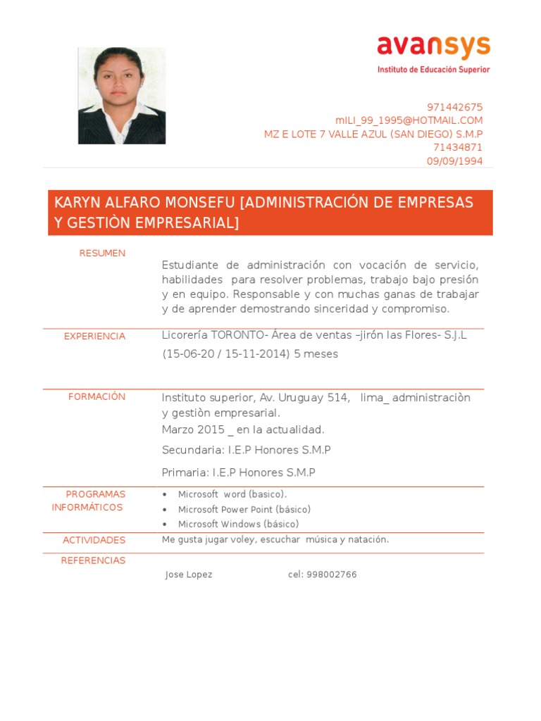 CV Karyn Alfaro | PDF