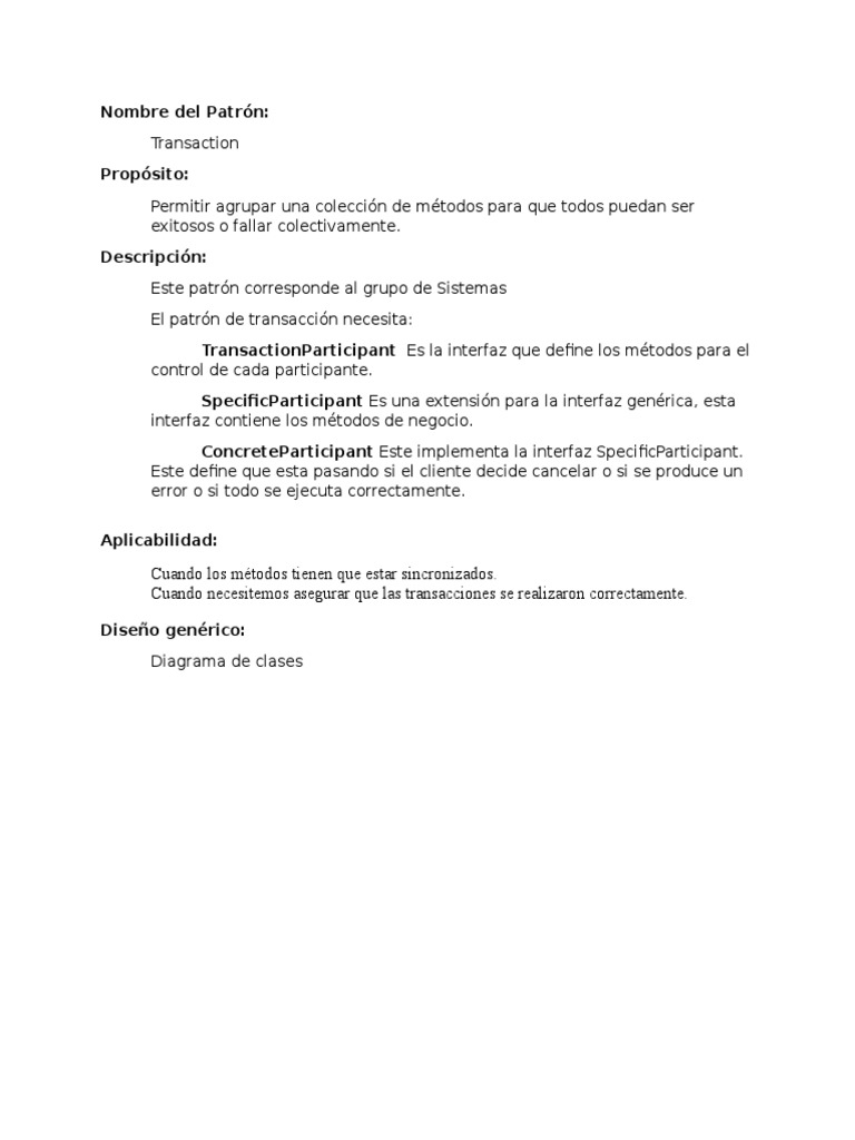 Patron de Diseño Transaccion | PDF