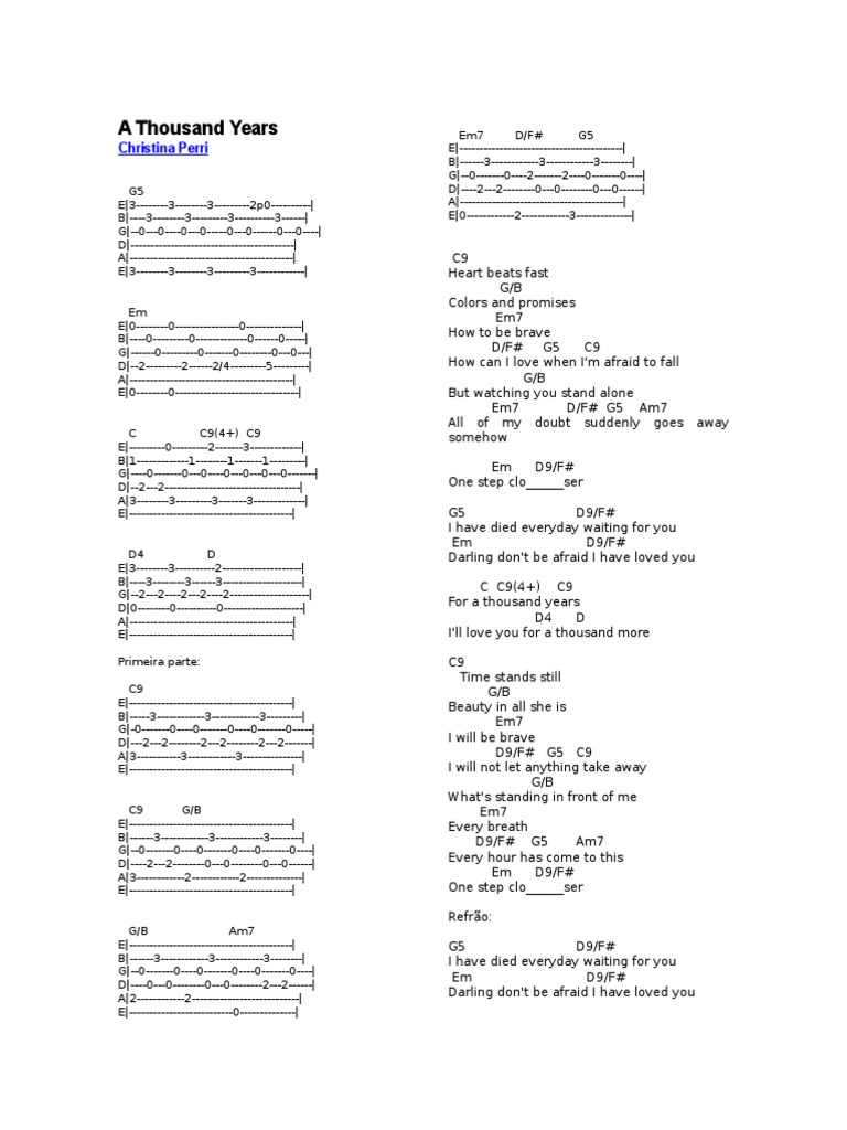 A Thousand Years: Christina Perri | PDF | Leisure