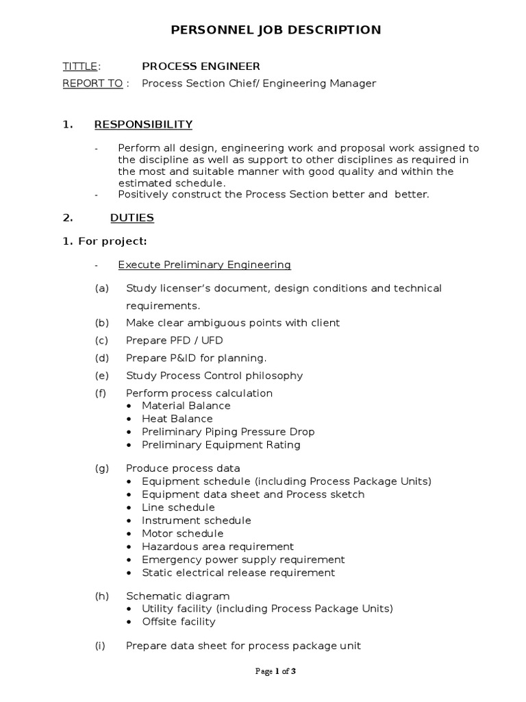 Process Engineer - Rev 04 | PDF | Process Engineering | Specification ...