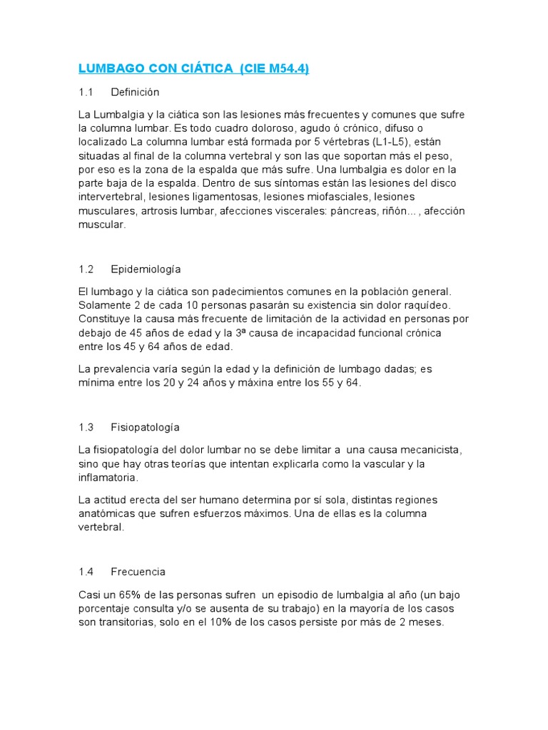 Lumbago Con Ciática (Cie m54.4) | Dolor lumbar | Medicina CLINICA