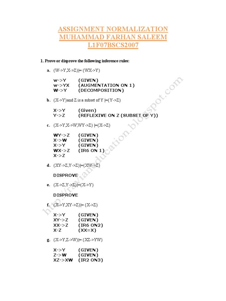 Normalization Assignment Pdf Information Technology Management Data