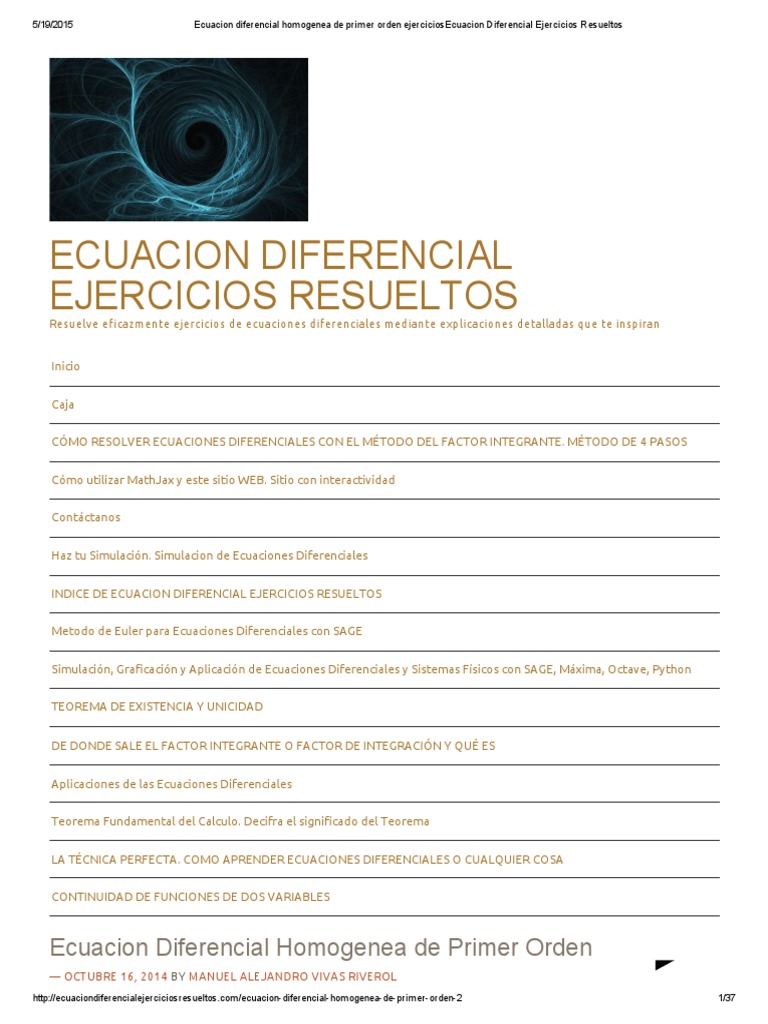 Ecuacion Diferencial Homogenea de Primer Orden EjerciciosEcuacion Diferencial Ejercicios ...