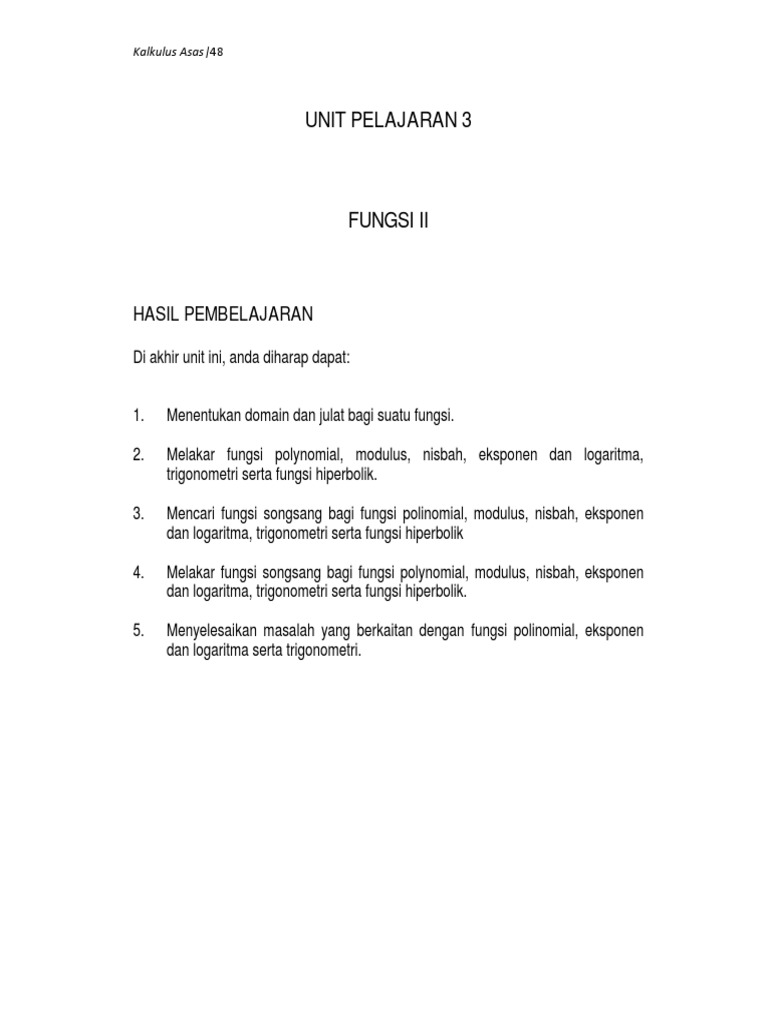 "Fungsi dalam Kalkulus Asas" | PDF