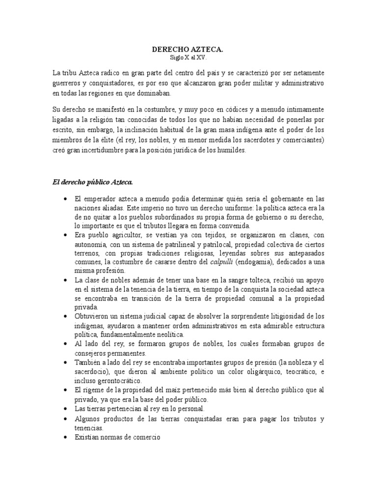 Derecho Azteca Historia | azteca | Pena capital