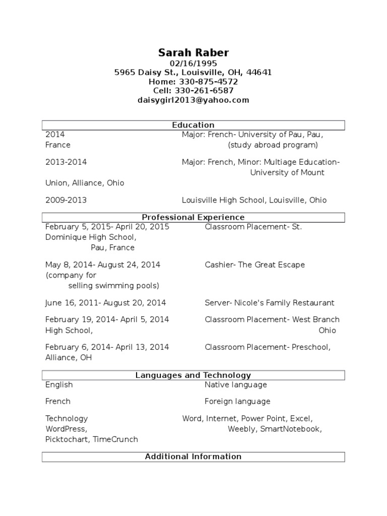 Resume English | PDF