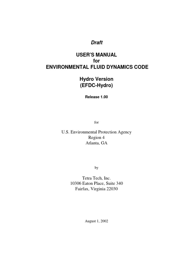 EFDC-Hydro User's Manual Volume I | PDF | Euclidean Vector | Cartesian ...