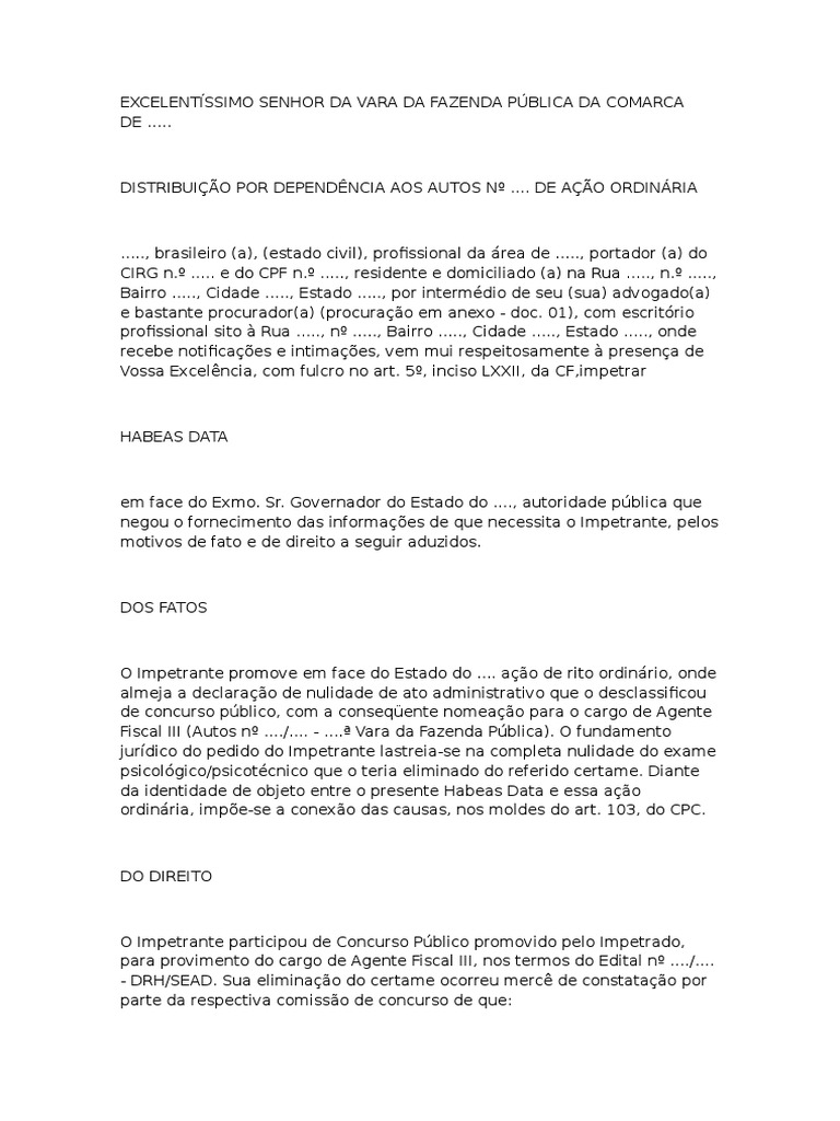 Modelo Habeas Data | PDF | Informação governamental | Governo