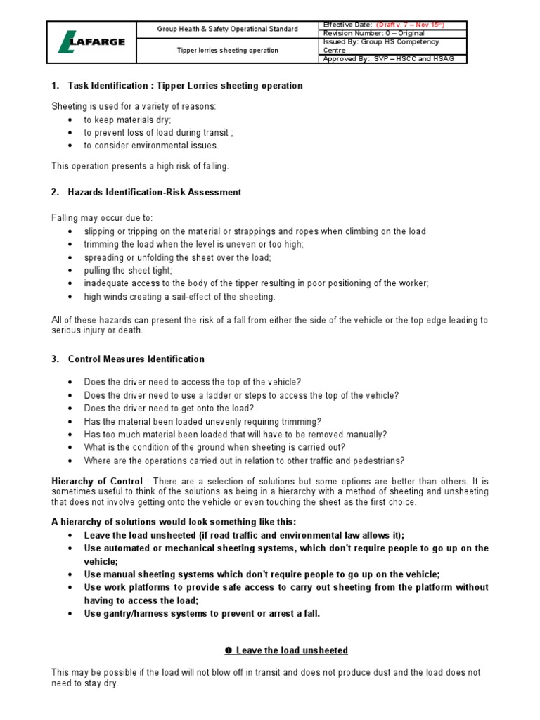Tipper Lorry Sheeting Safety Guide | PDF | Truck | Transport