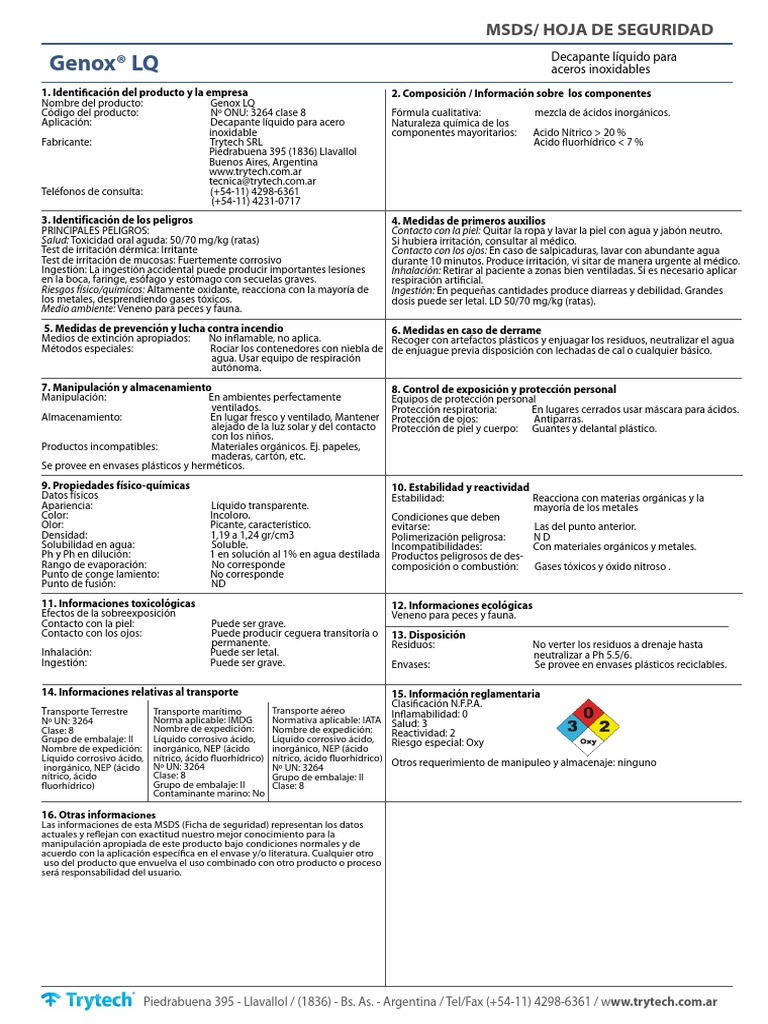 Msds Genox LQ | PDF | El plastico | Toxicidad