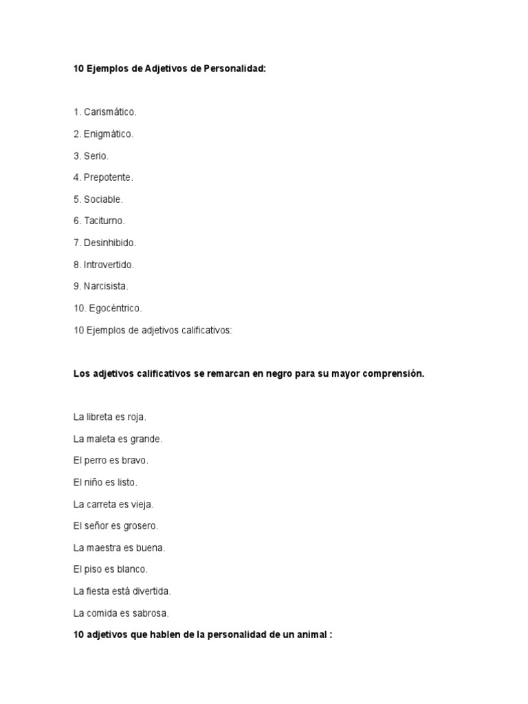 10 Ejemplos de Adjetivos de Personalidad | PDF | Ajedrez | Deportes