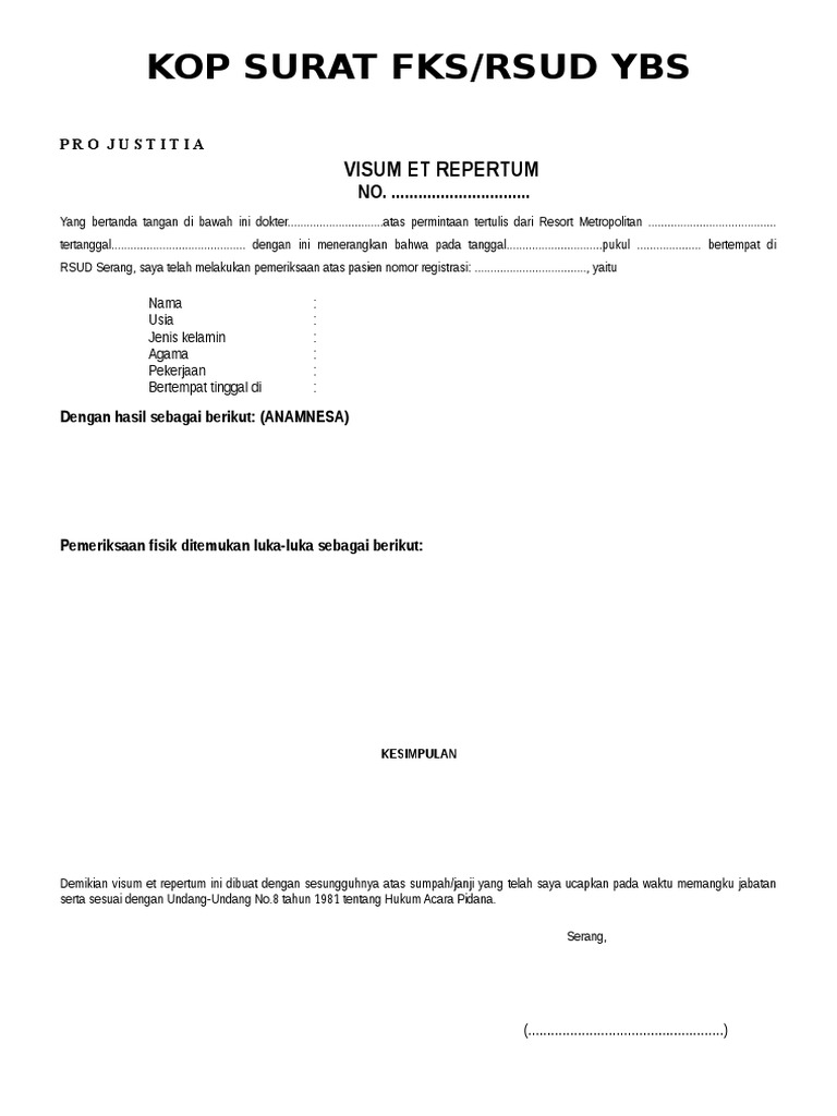 Contoh Format Visum KDRT | PDF | Hukum