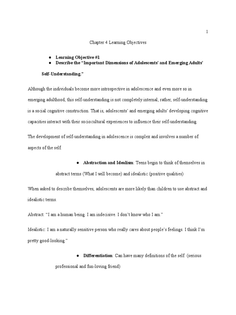 Chapter 4 Learning Objectives | PDF | Temperament | Identity (Social Science)