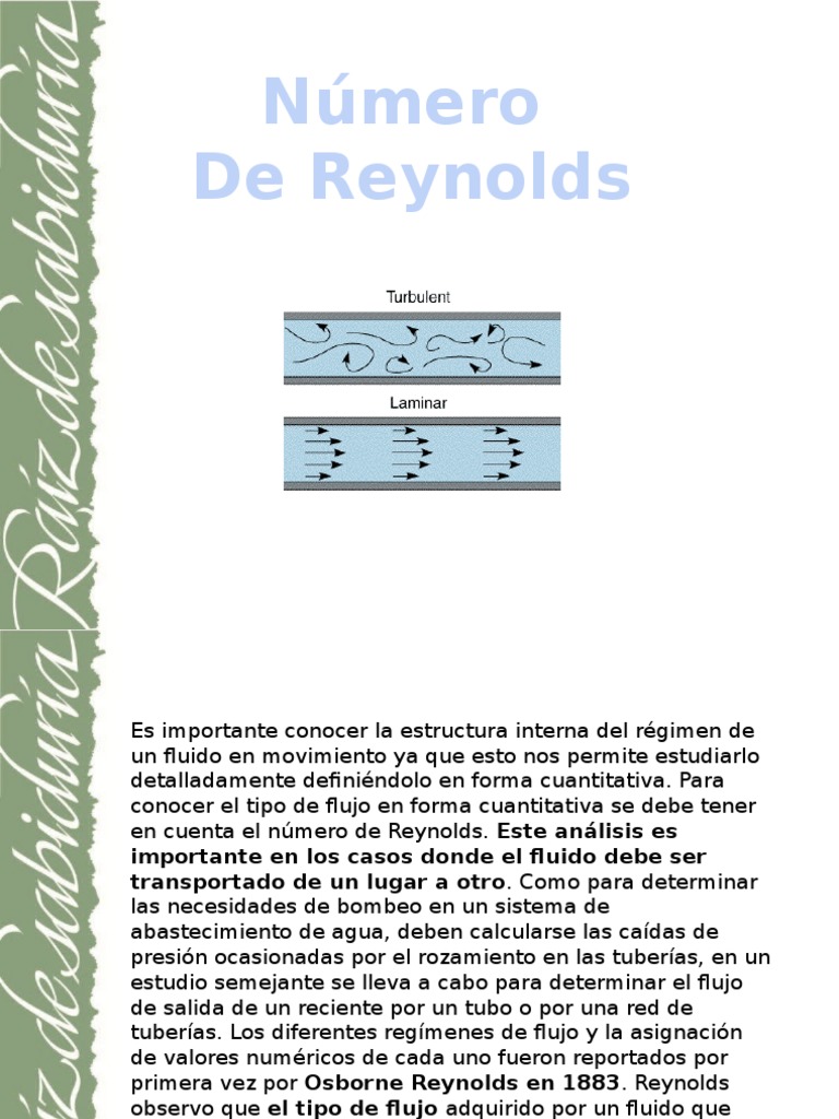 Numero de Reynolds | PDF | Numero Reynolds | Flujo laminar