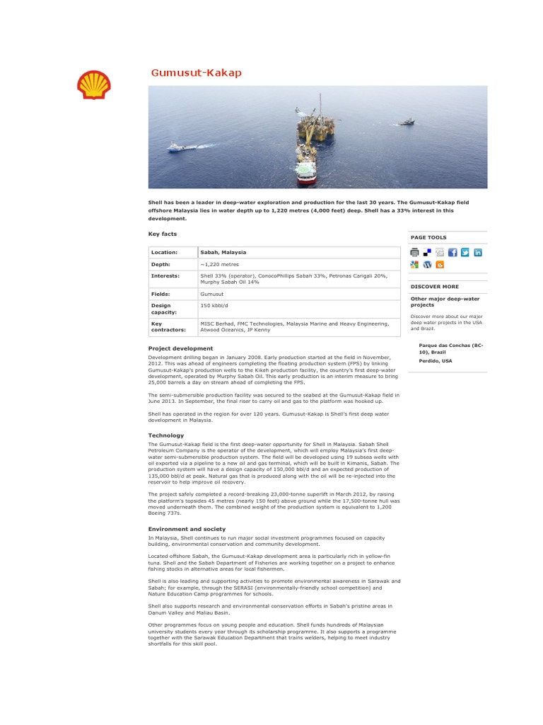 Shell Gumusut Kakap Overview | PDF | Royal Dutch Shell | Hydrocarbons