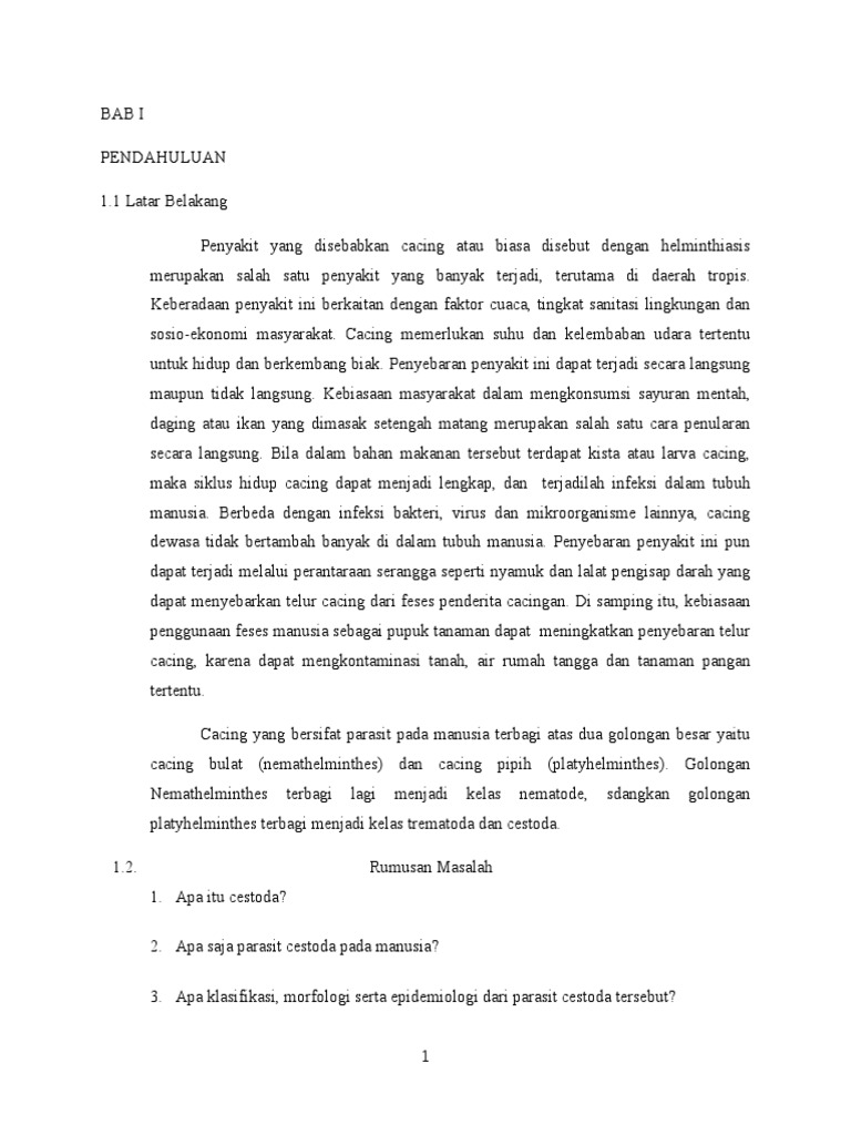 Bab II Isi Parasitologi Cestoda | PDF