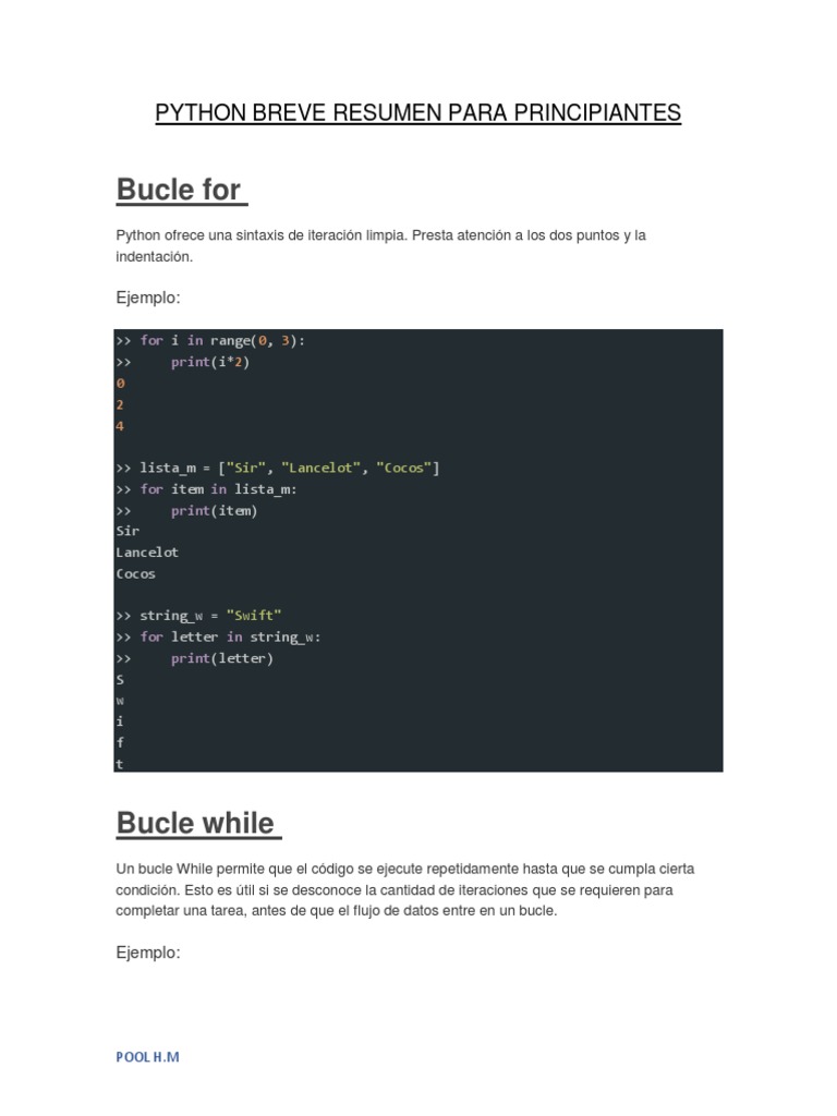 Python Breve Resumen para Principiantes | PDF | Python (lenguaje de ...