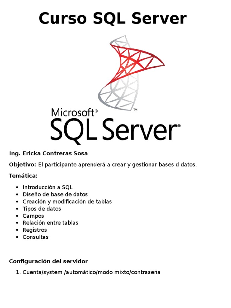 Curso SQL Server Basico | PDF | Servidor SQL de Microsoft | SQL