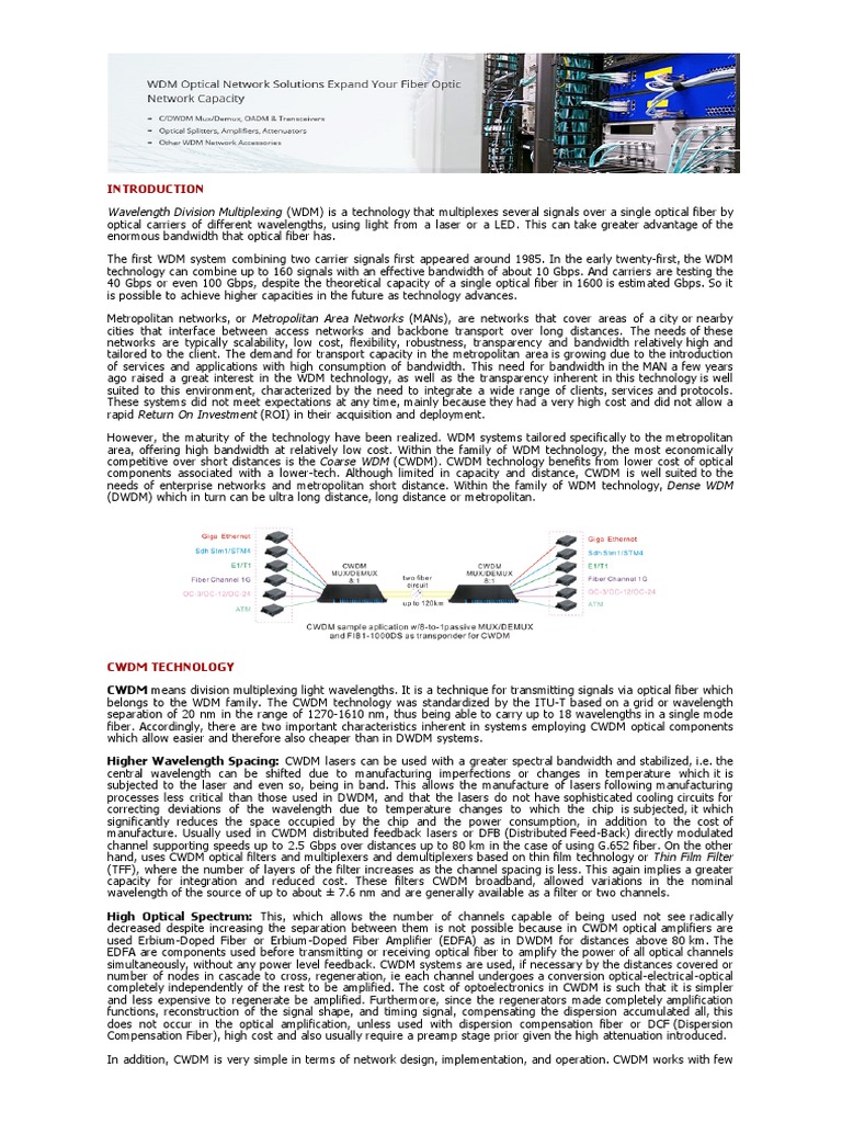CWDM Vs DWDM Transmission Systems | PDF | Wavelength Division ...