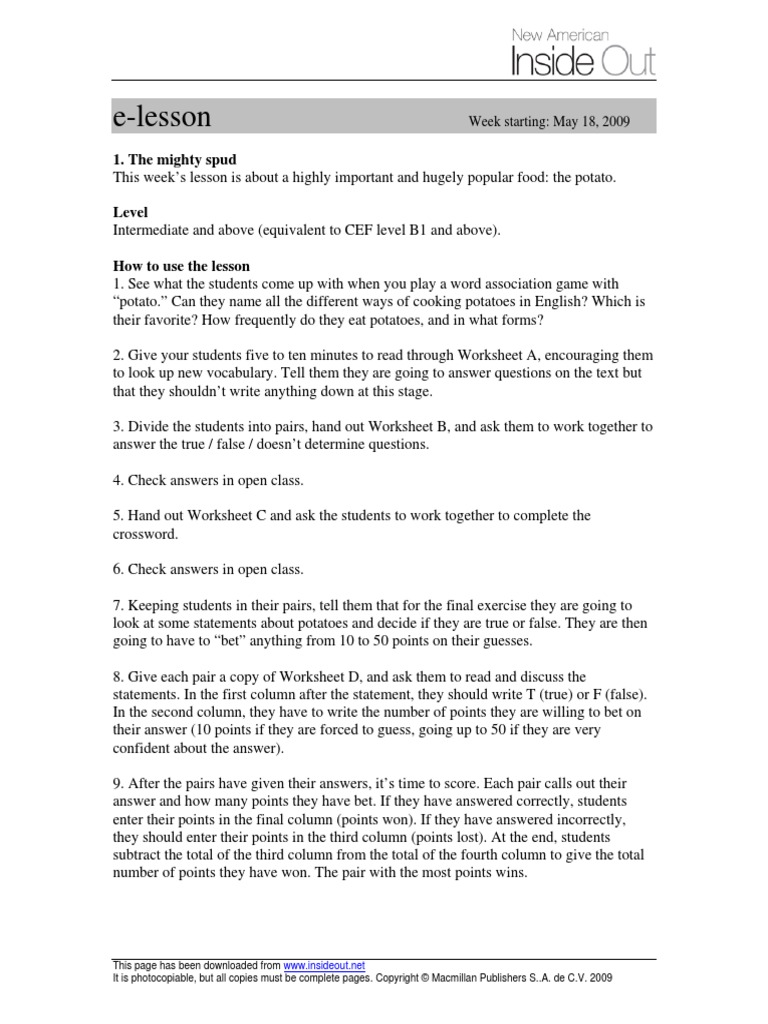 Potatoes - Teacher | PDF | Potato | Foods