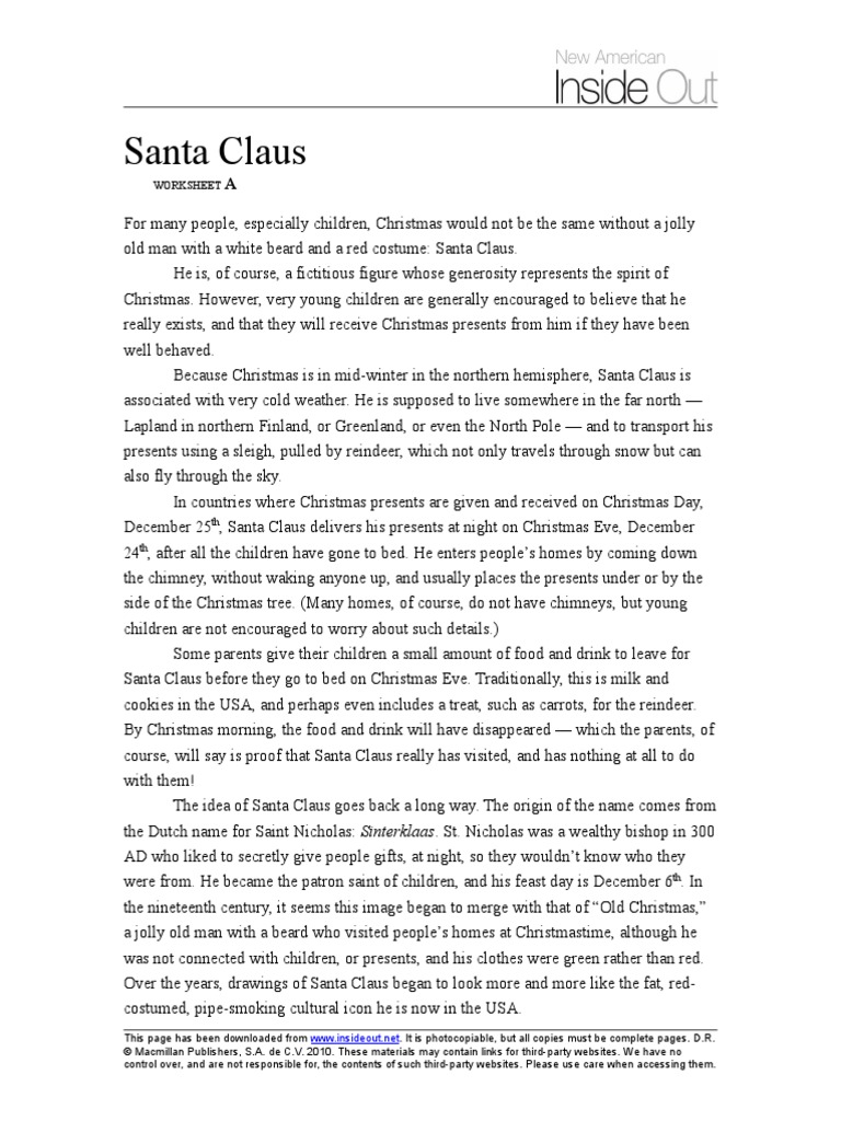 Santa Claus - Worksheet | PDF
