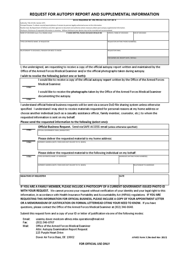 Autopsy Report Request | PDF | Autopsy | Post Office Box