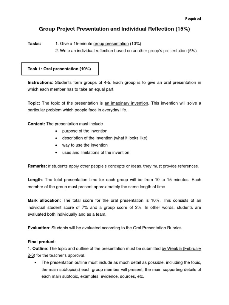 Group Presentation and Reflection Guide | PDF | Rubric (Academic ...