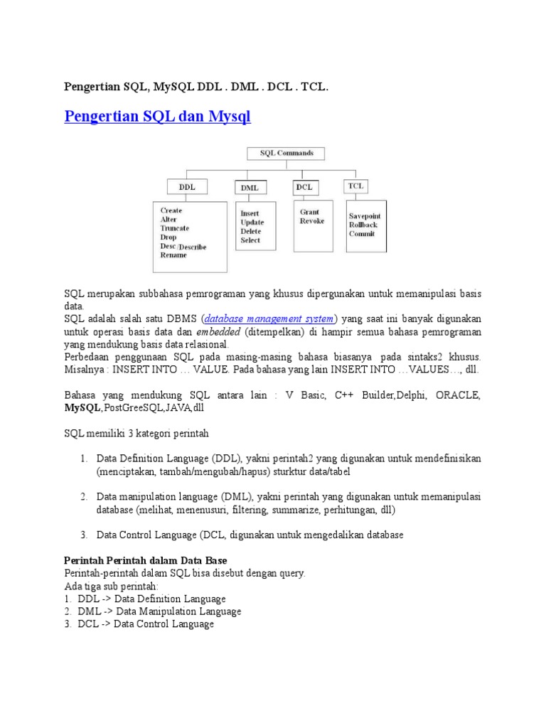 Pengertian SQL DDL DML | PDF