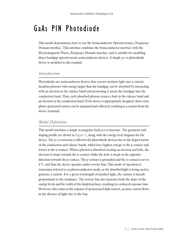 Models - Semicond.gaas Pin Photodiode | PDF | Band Gap | Photon