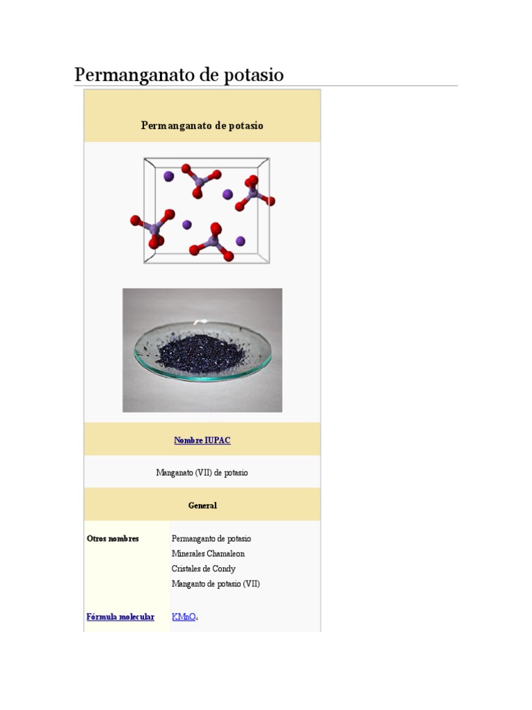 Permanganato de Potasio | Átomos | Sustancias químicas