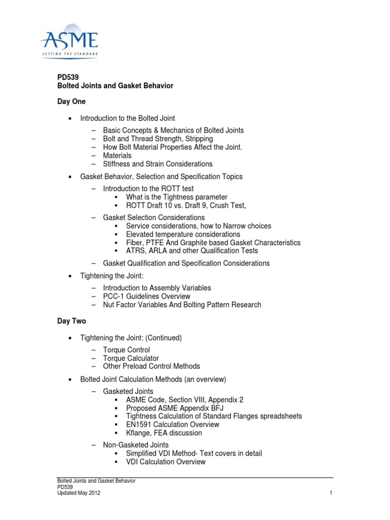 ASME Bolting and Gasket Training Guide | PDF