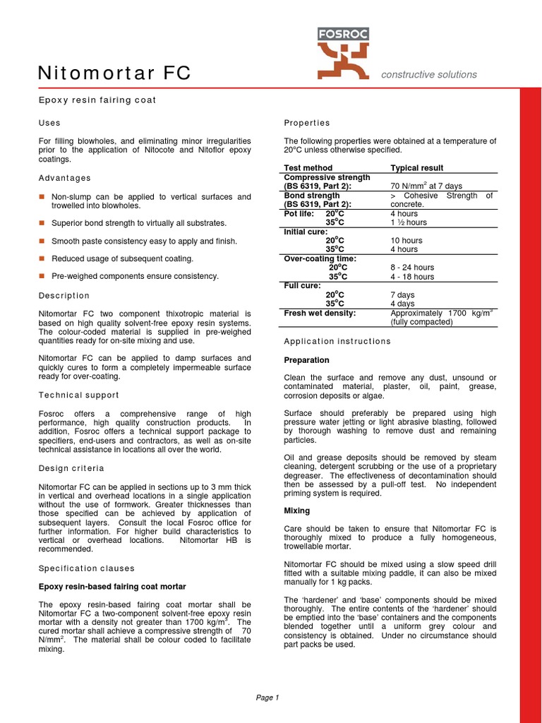 Nitomortar Fc | Epoxy | Reinforced Concrete
