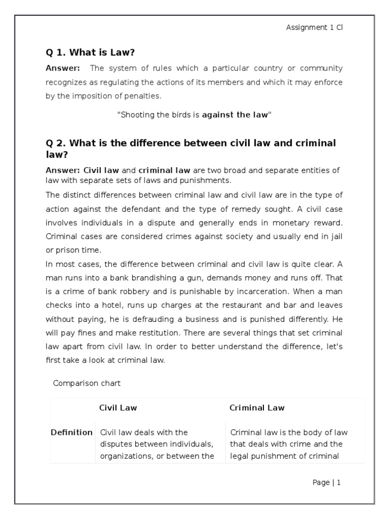 Civil vs Criminal Law Explained | PDF | Burden Of Proof (Law ...